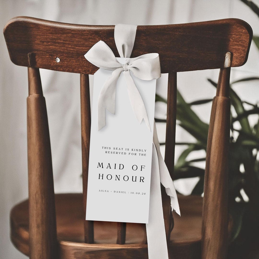 Ailsa Minimalist Reserved Wedding Seat Tag & Digital Template | Bridal ...