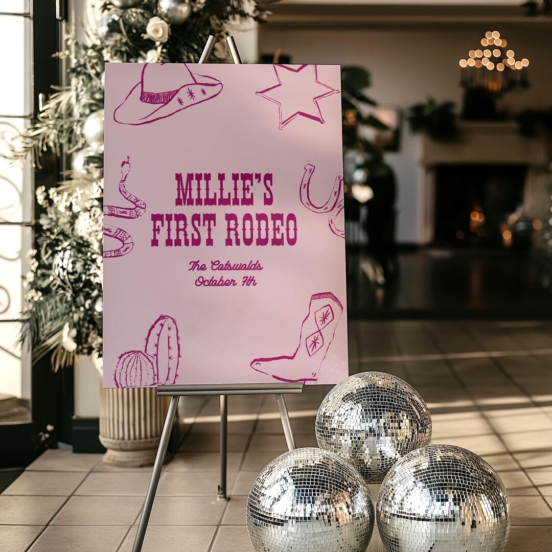 Millie First Rodeo Cowboy Welcome Sign | Western Theme | A1 Editable ...