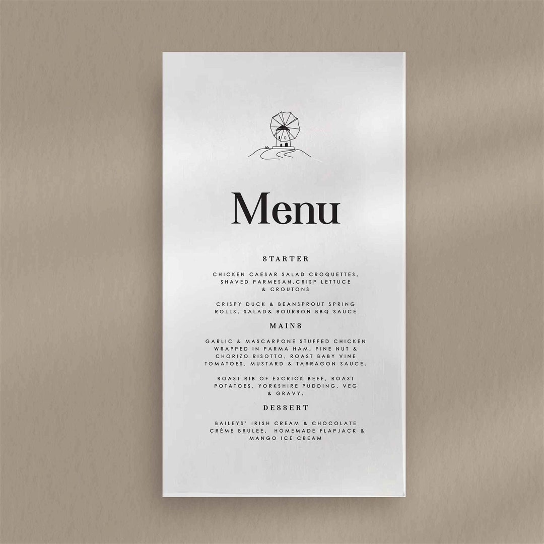 Faye Menu - Etsy