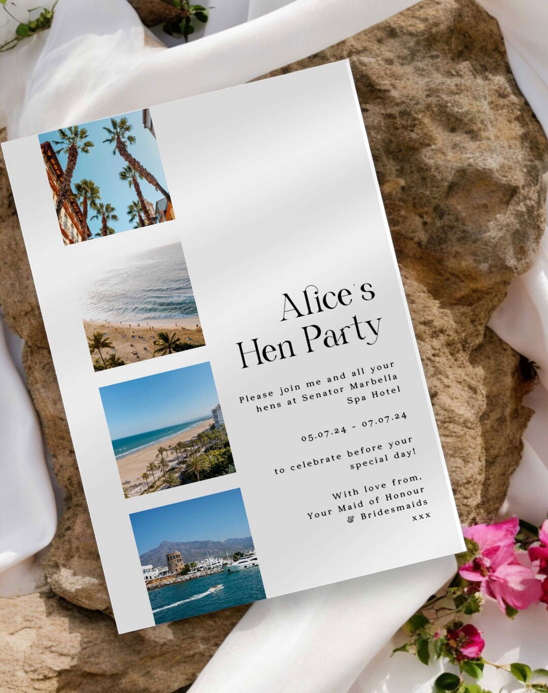 Abroad Hen Do Invitation & Party Itinerary Destination Bridal Shower ...
