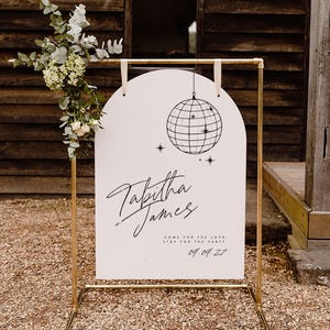 Disco Ball Wedding Welcome Sign - Glitter Ball Signage for Personalized ...