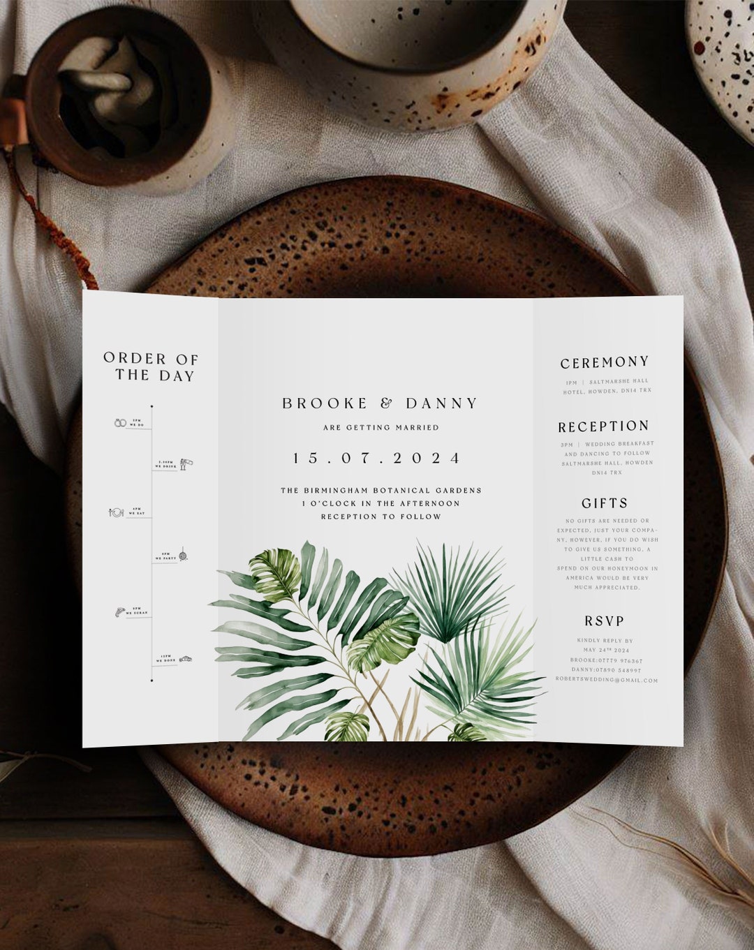 Tropical Trifold Wedding Invitation, Printed Wedding Invite ...