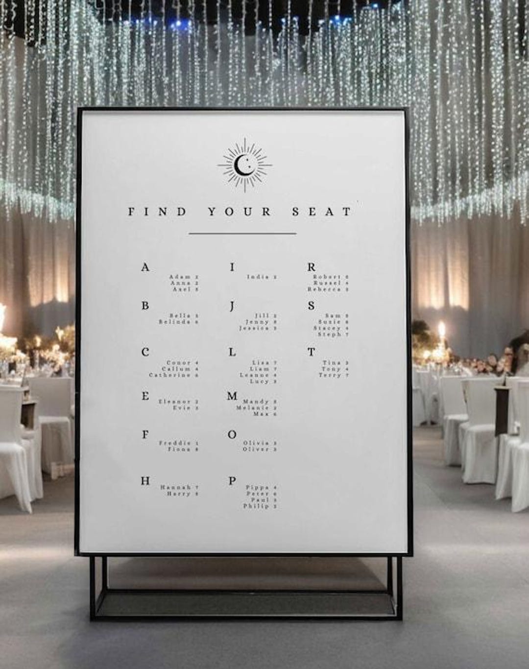 Moon Seating Plan Celestial Table Plan Seating Chart for Celestial ...