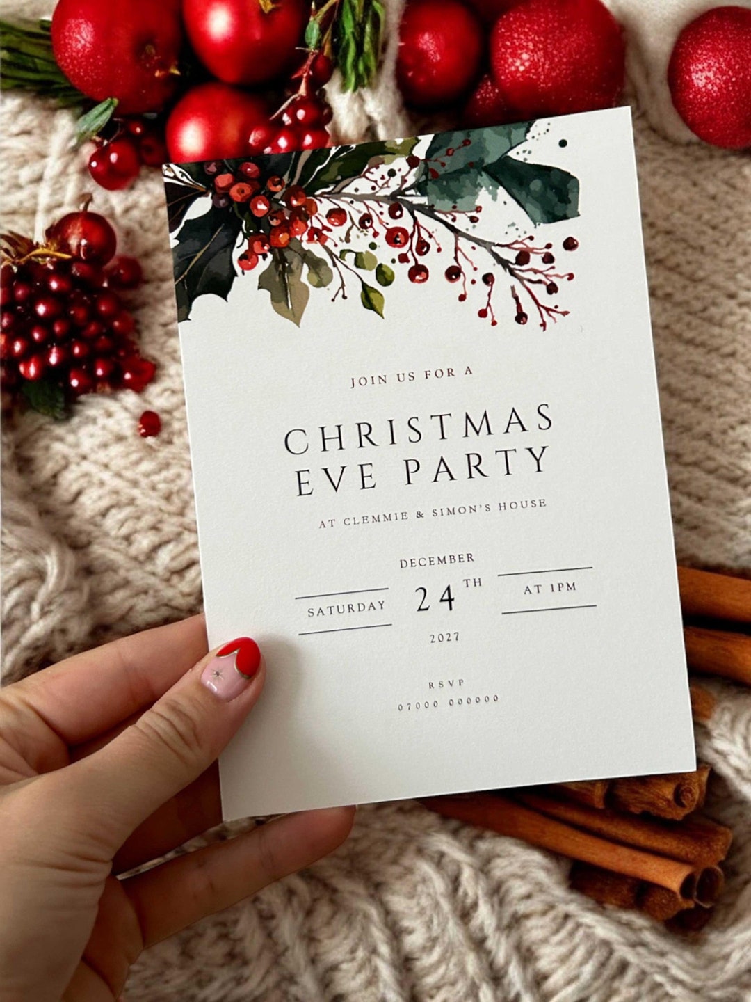 Winter Christmas Party Invitation Personalized Holiday Invite Festive ...