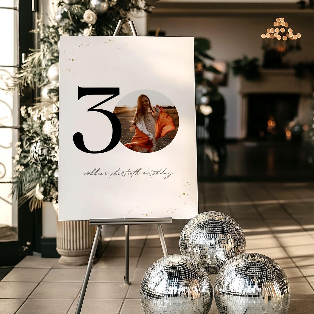 Abbie 30th Birthday Welcome Sign | Editable Photo Milestone Party Decor ...