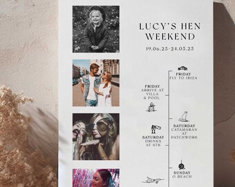 Hen Do Itinerary, Timeline of Events Invitation - Etsy