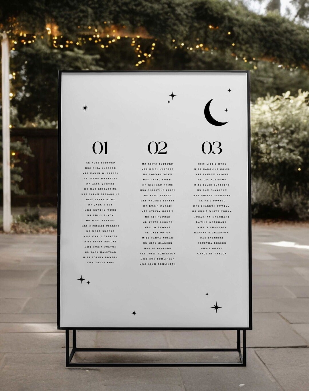 Star & Moon Seating Plan Celestial Wedding Decor Personalized Table ...