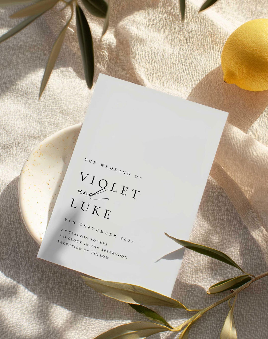 Simply Elegant Monochromatic Wedding Invitation - Instant Canva ...