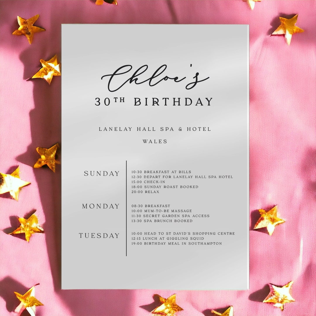 Birthday Itinerary for Surprise Trip | Custom Hen Do Plans | Unique ...