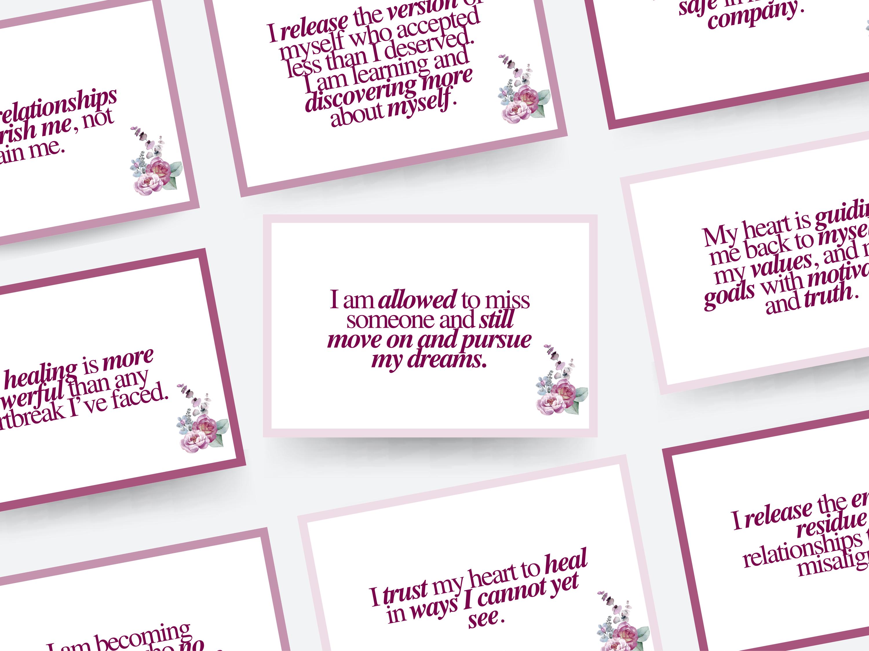 50 Heartbreak Recovery Affirmation Cards Printable | Breakup Positive ...