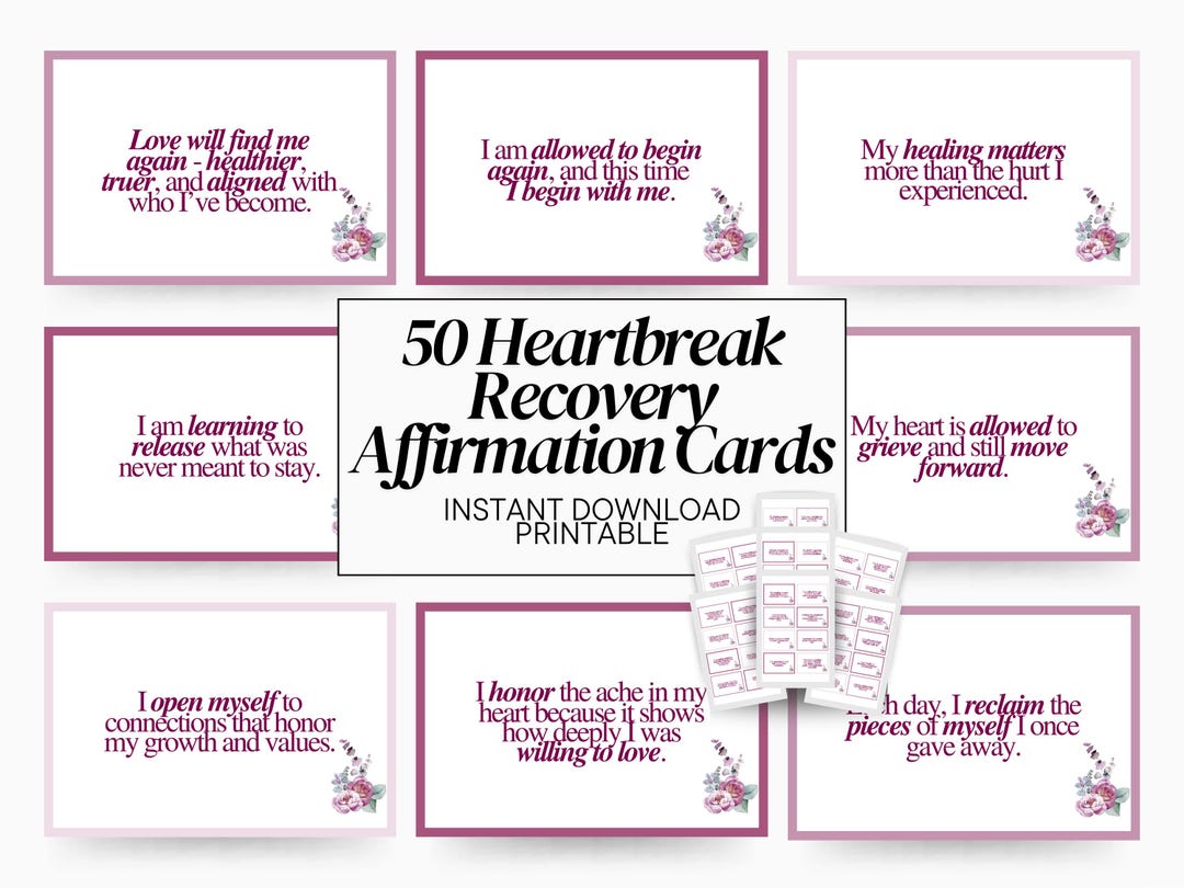 50 Heartbreak Recovery Affirmation Cards Printable | Breakup Positive ...