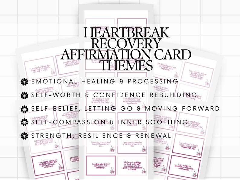 50 Heartbreak Recovery Affirmation Cards Printable | Breakup Positive ...
