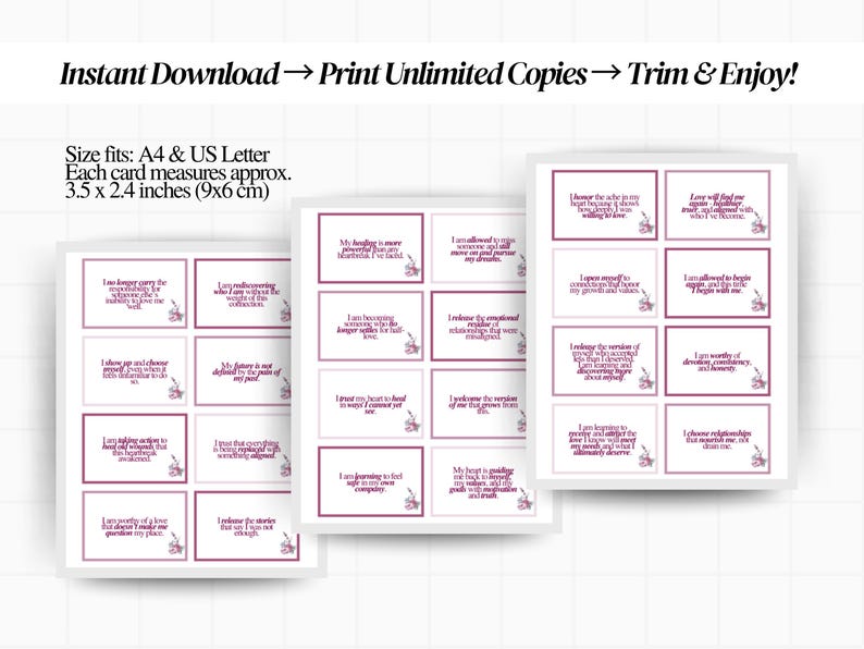 50 Heartbreak Recovery Affirmation Cards Printable | Breakup Positive ...