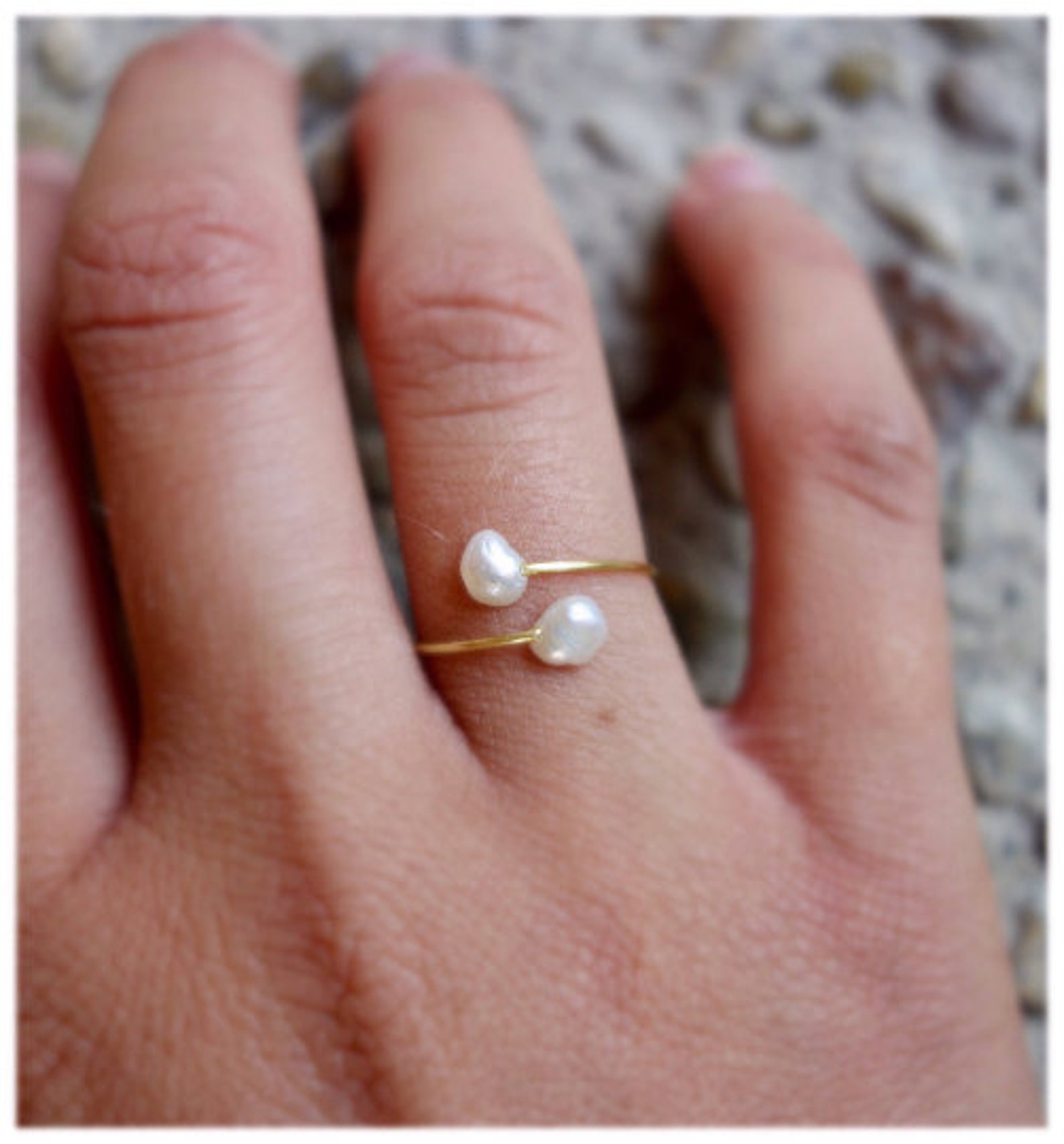Pearl Cuff Ring / Adjustable Pearl Ring / Dainty Pearl Ring / | Etsy