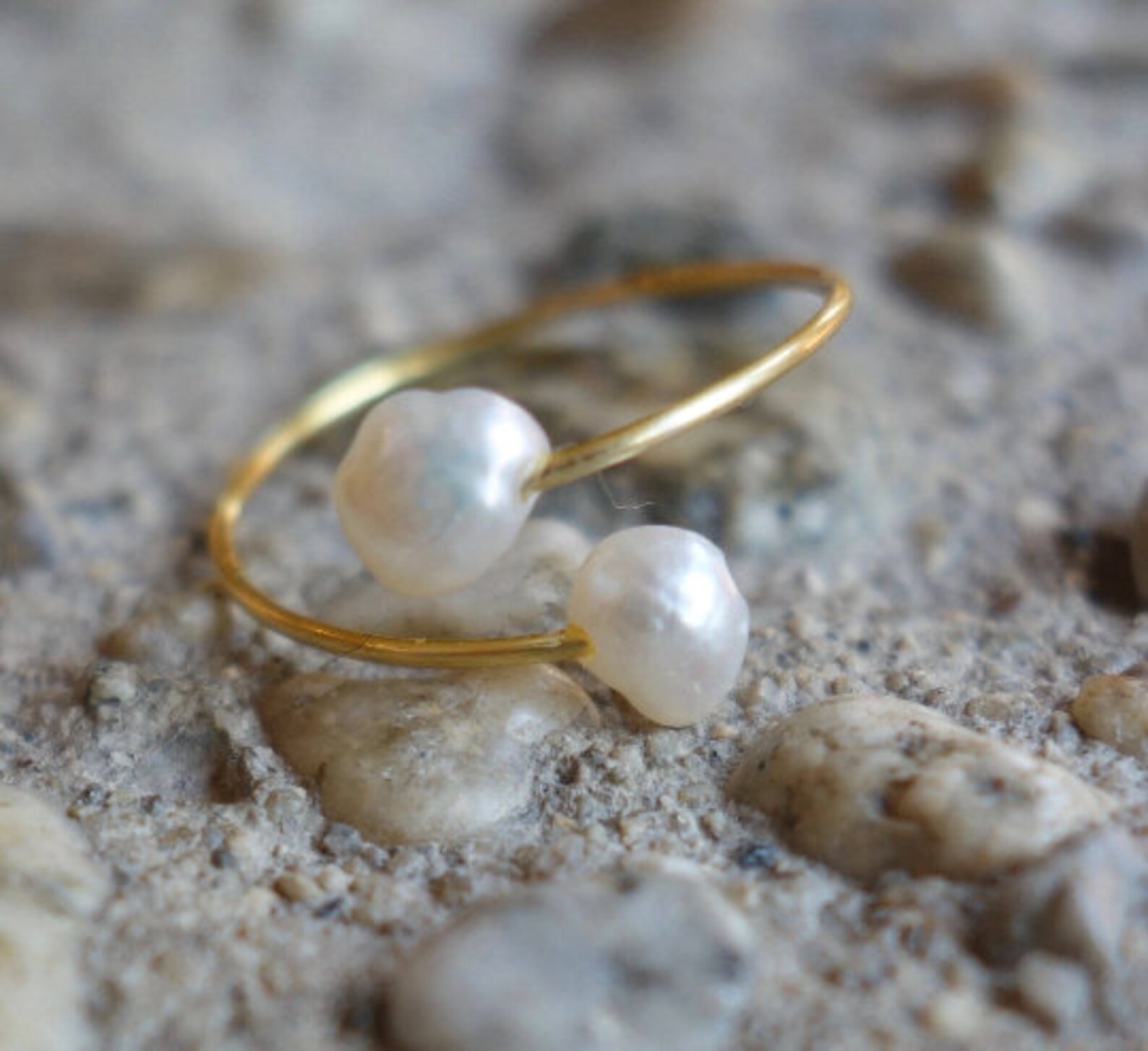 Pearl Cuff Ring / Adjustable Pearl Ring / Dainty Pearl Ring / | Etsy