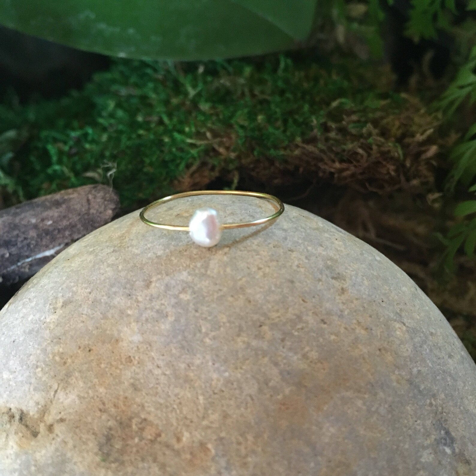 Tiny Pearl Ring / Genuine Pearl Ring / Pearl Gold Ring / | Etsy