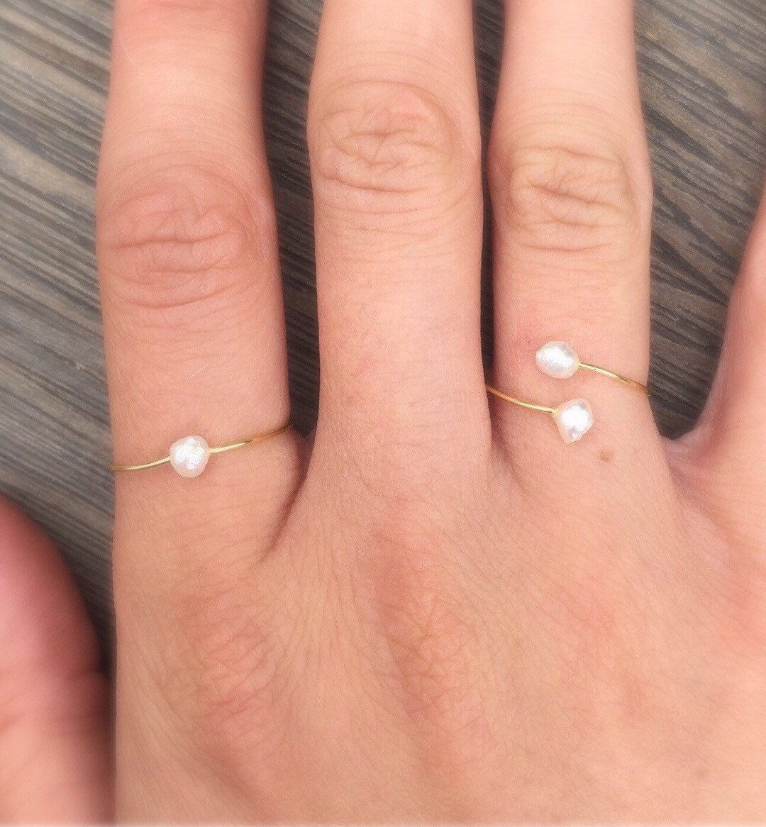 Dainty Pearl Ring Set / Pearl Stacking Rings / Genuine Pearl Rings ...