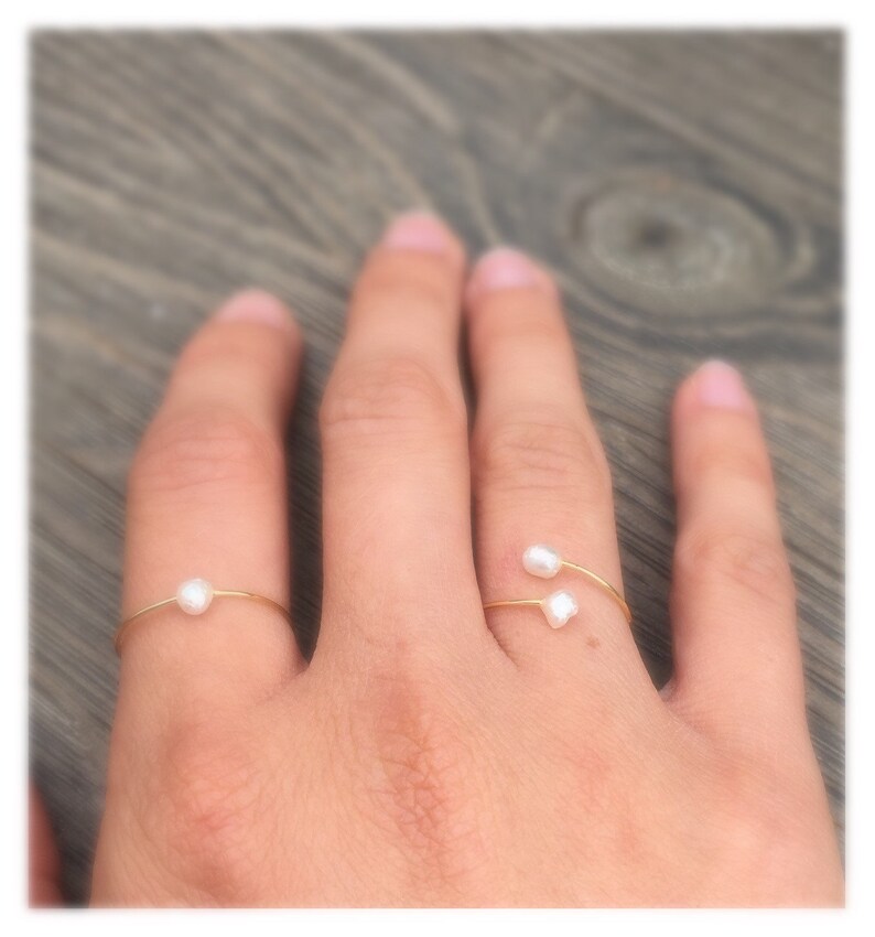 Dainty Pearl Ring Set / Pearl Stacking Rings / Genuine Pearl Rings ...
