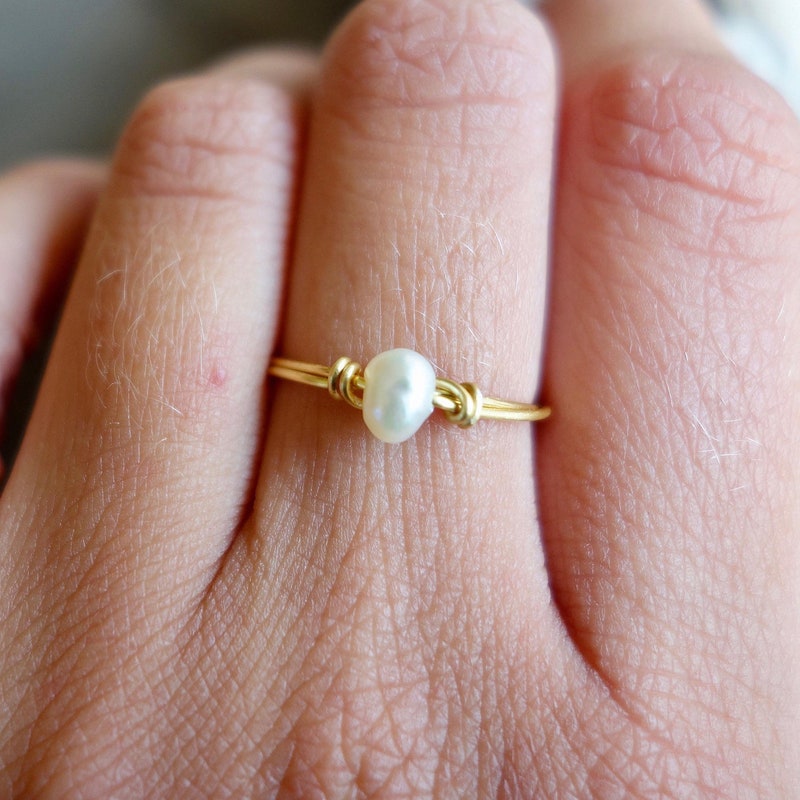 Wire Wrap Pearl Ring - Etsy