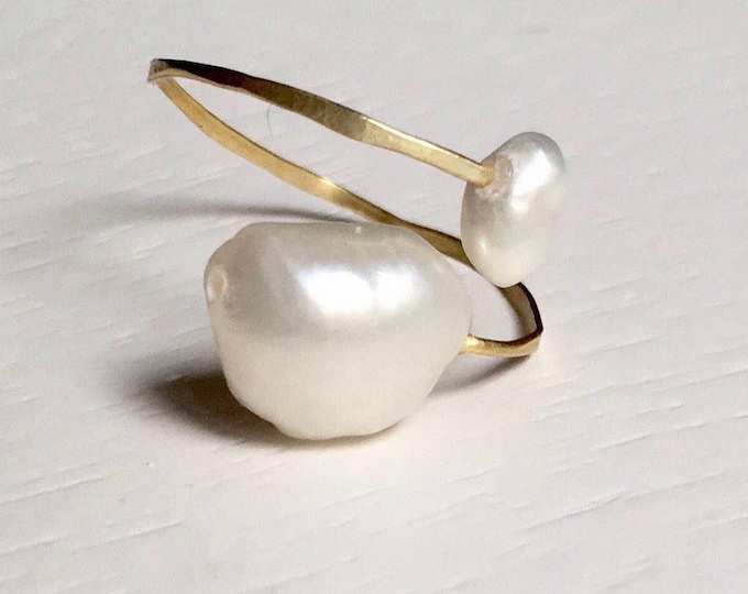 Keshi Pearl Ring / Pearl Cuff Ring / Baroque Pearl Ring / - Etsy