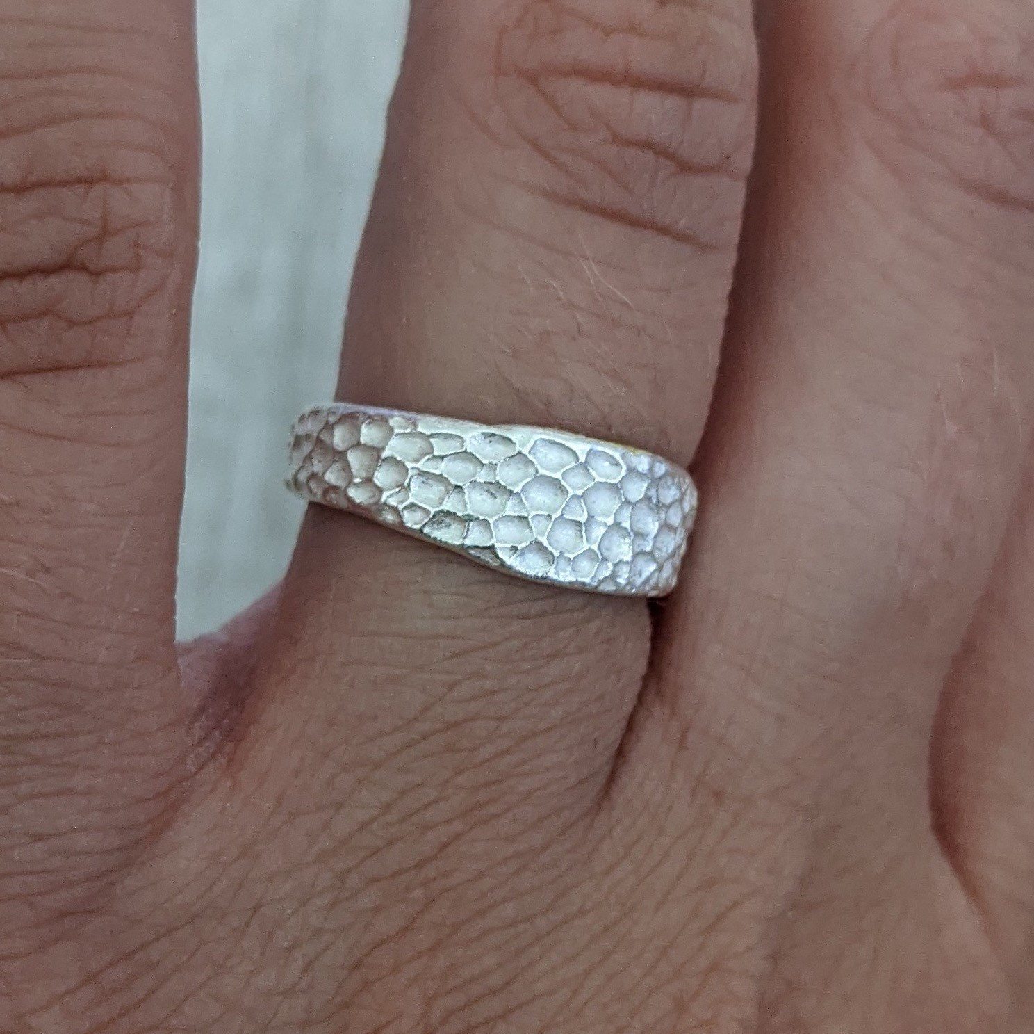 Stingray Imprint Fine Silver Ring Underwater Texture Ring | Etsy