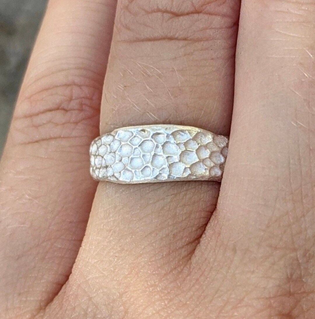 Stingray Imprint Fine Silver Ring, Underwater Texture Ring, Pure Silver ...