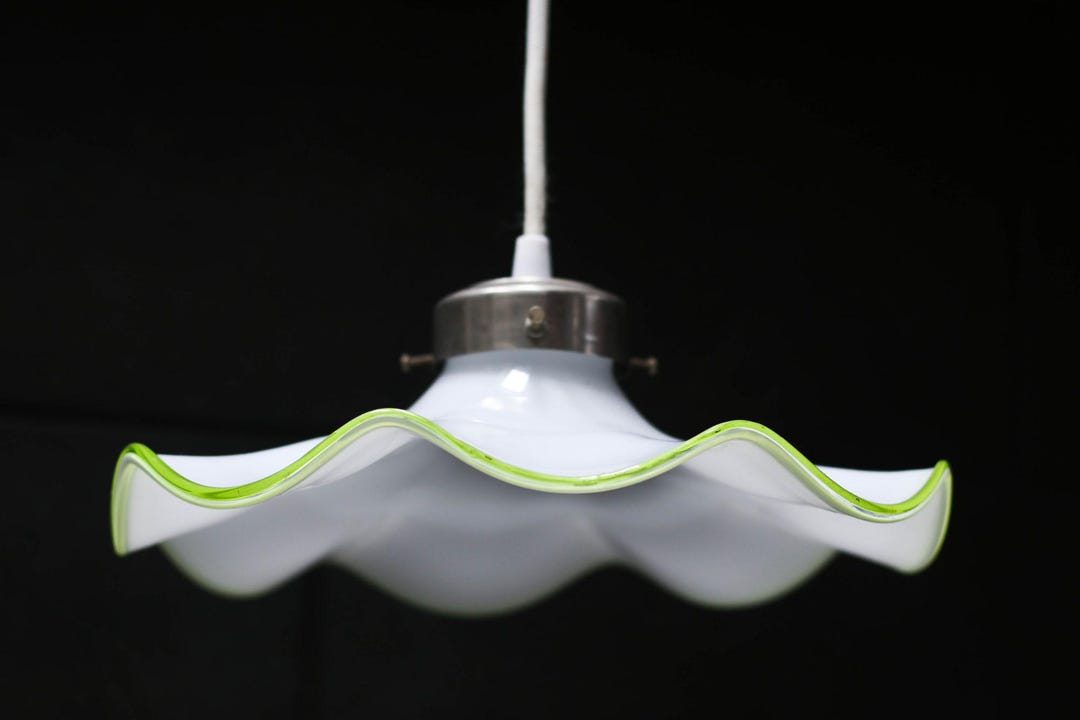 Vintage White Opaline Light Shade - French Suspension Lamp, Antique ...