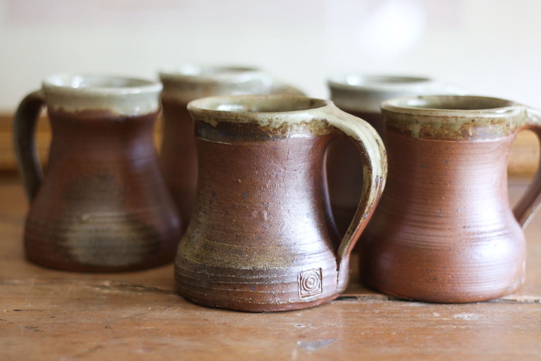 Set of 5 Vintage Glazed Stoneware Tumblers, Mugs, Water, Lemonade ...