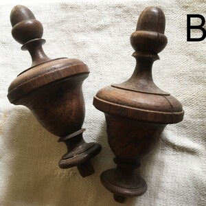 Vintage Wood Bed Finials, Bed Posts, Antique Rustic French, Shabby Chic ...