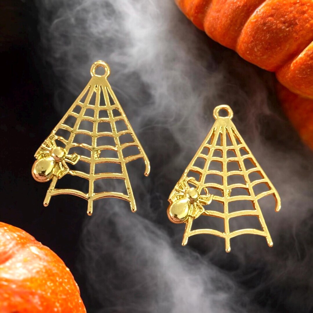 24kt Gold Plated Spider and Spider Web Charms, 2 Pcs in a Pack - Etsy