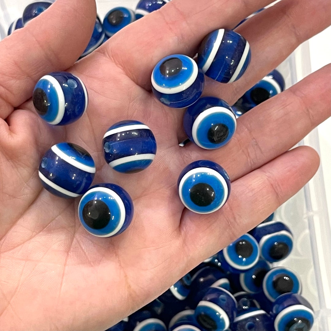 16mm Transparent Round Resin Evil Eye Beads, 50 Gr Approx 18 Beads in a ...