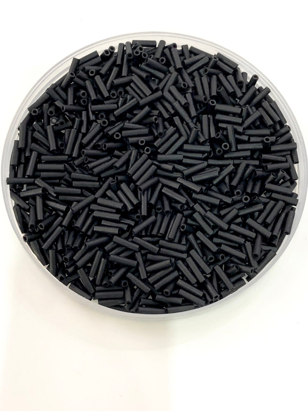 Miyuki Bugles Size 6mm 0401F Black Matted 10 Grams. Black Bugles 6mm ...