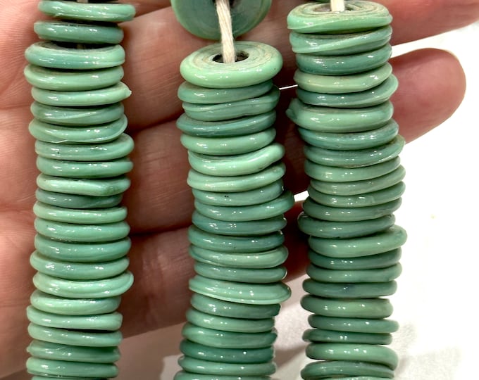 Turkish Artisan Hand Made Sea Foam Glass Large Ring Beads, 50 Beads in ...