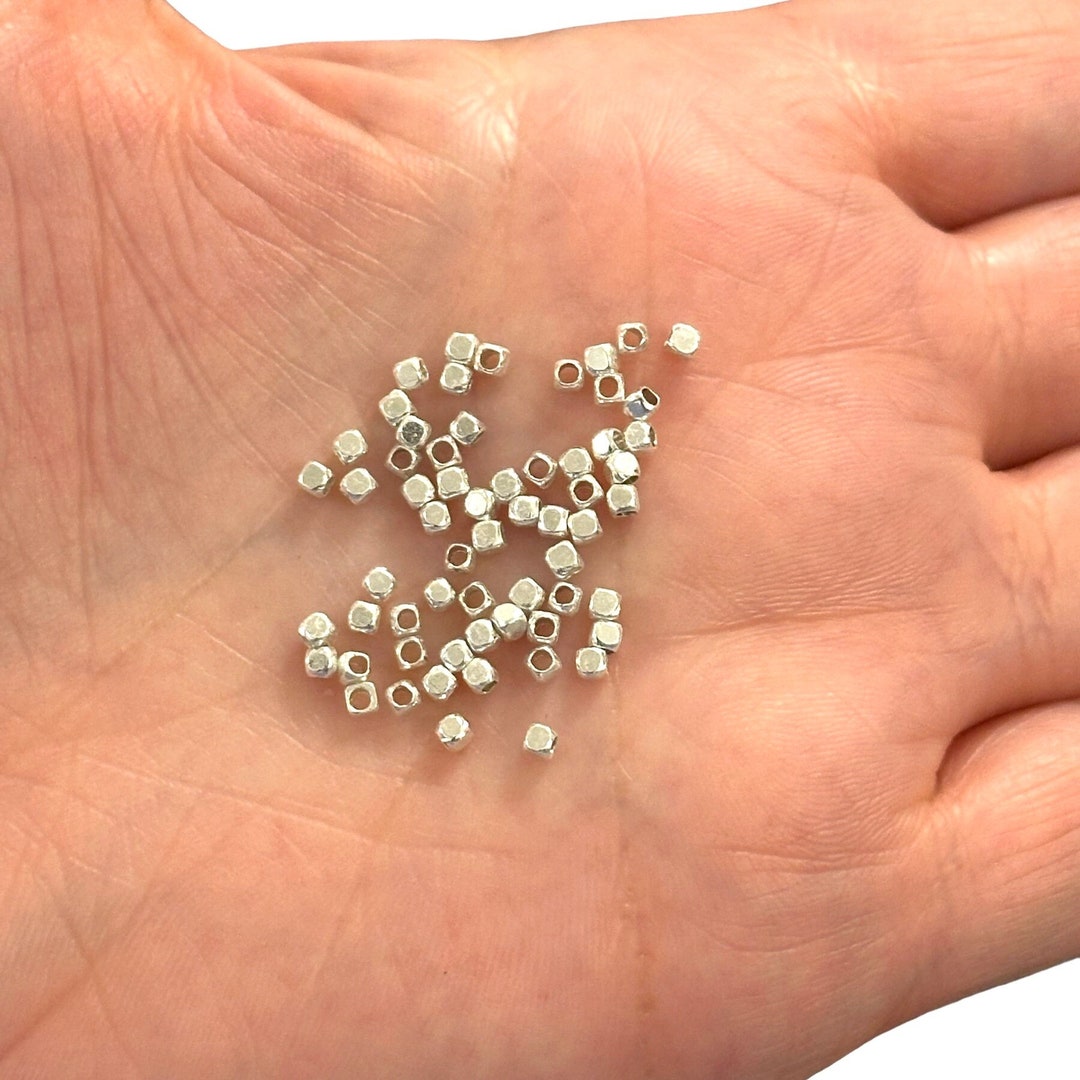 Silver Plated Cubes 2mm, 2mm Silver Spacer Cubes,50 Pieces in a Pack - Etsy
