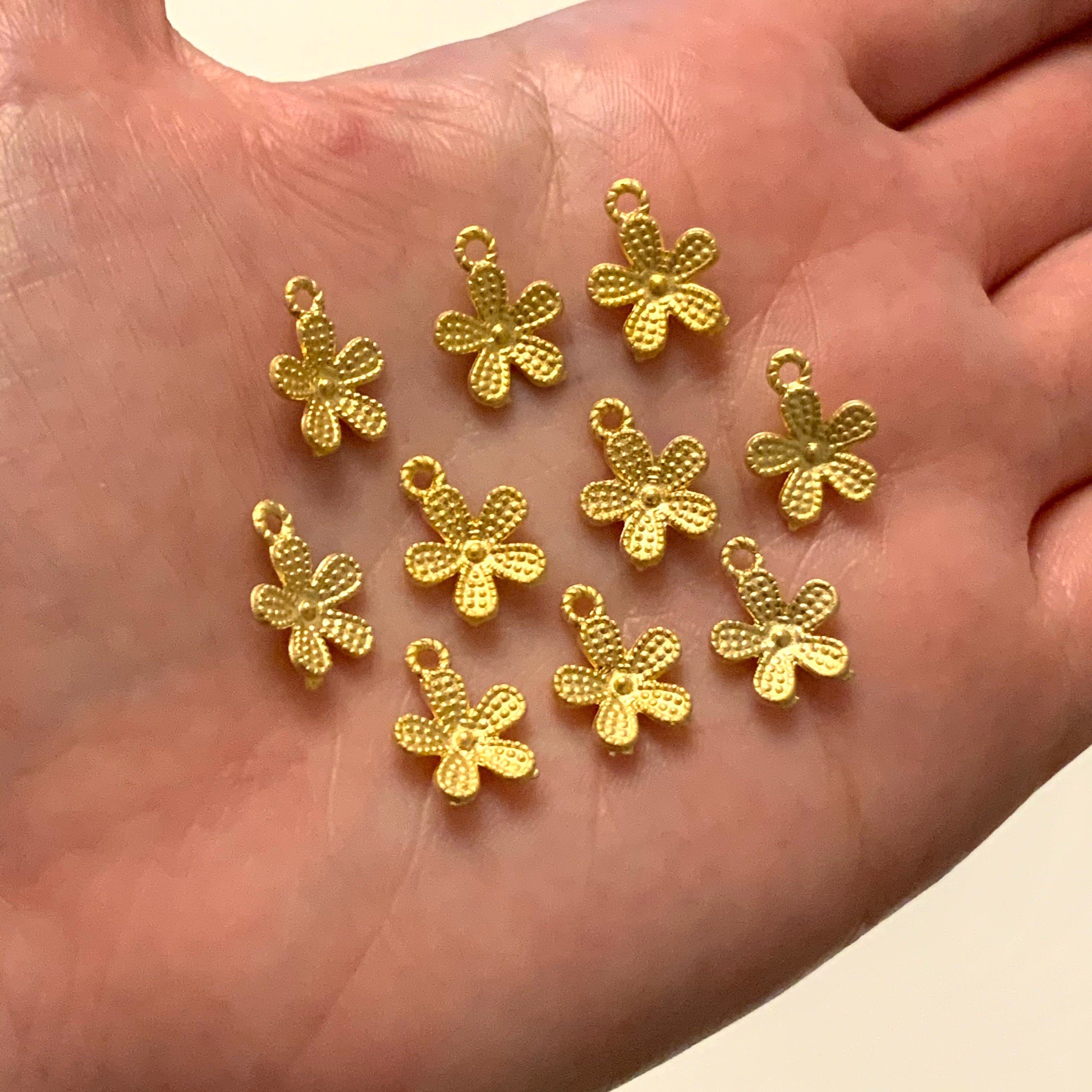 24Kt Matte Gold Plated Brass Flower Charms 10 pcs in a pack | Etsy