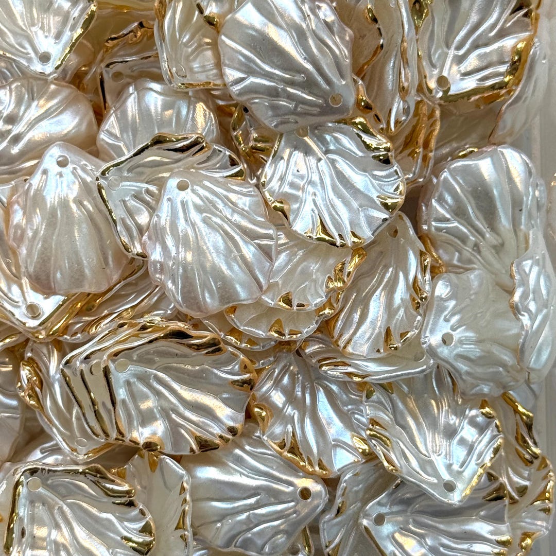 Pearl White & Gold Shell Charms – Lightweight Statement Charms. 50g ...