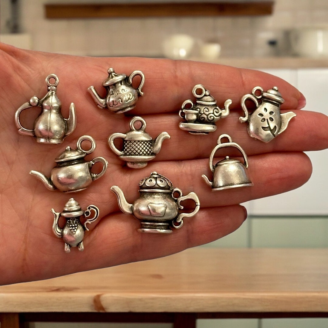 Antique Silver Plated Tea Time Charms Collection, 9 Charms in a Pack - Etsy