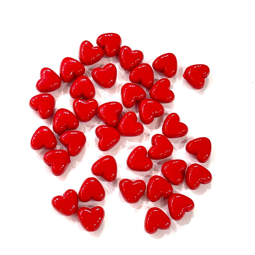 10mm Acrylic Red Heart Beads, 50 Gr Pack, Approx 120 Beads - Etsy UK