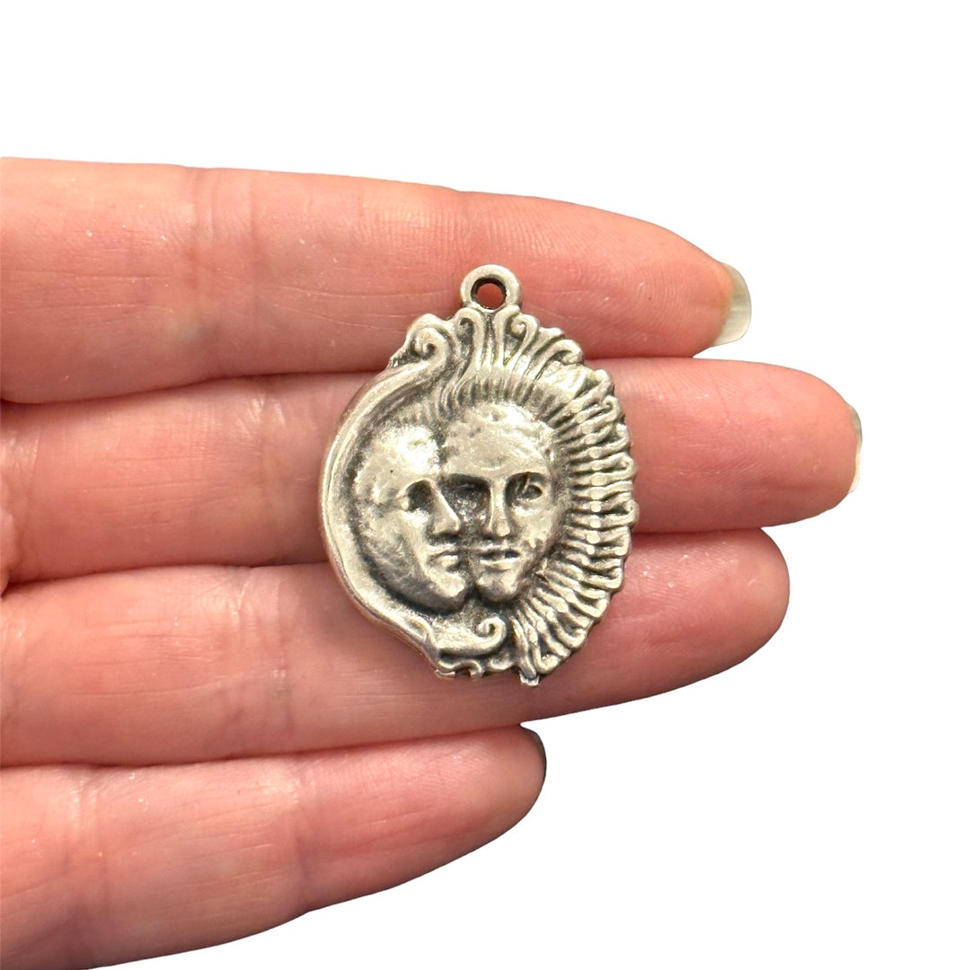 Antique Silver Plated Mask Pendant - Etsy