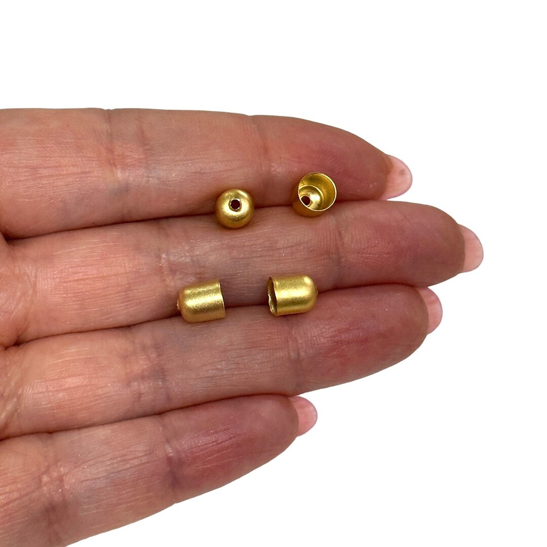 24kt Matte Gold Plated Bead Caps, Gold Plated Tassel Caps 4 Pcs in a ...