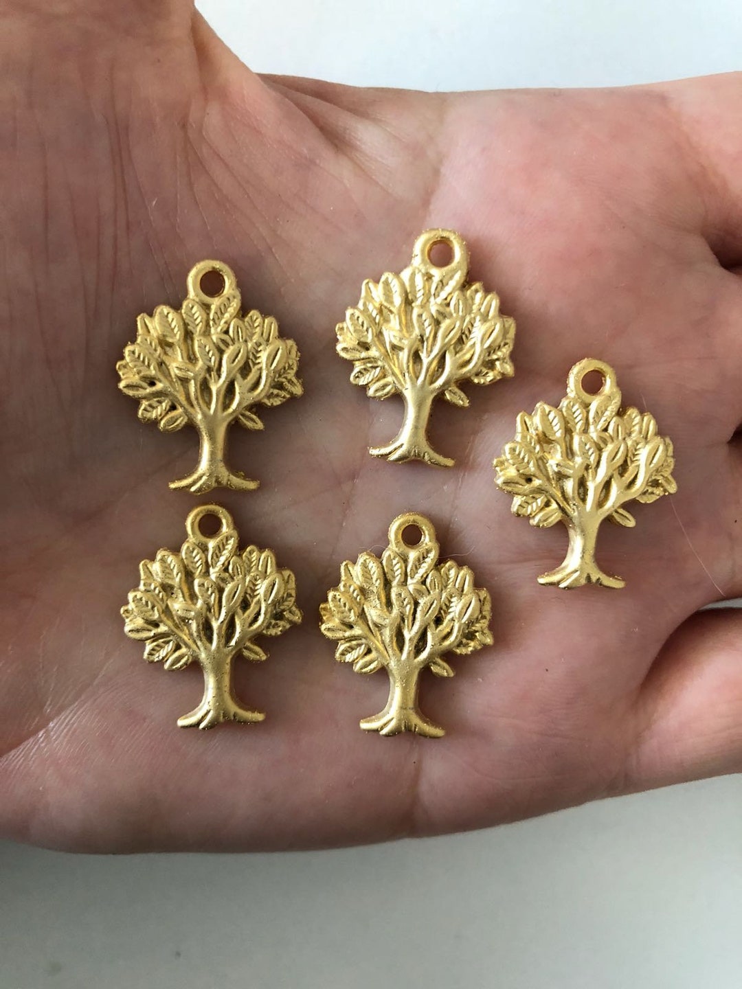 24kt Matte Gold Plated Tree of Life Charms, Tree of Life Pendants ...
