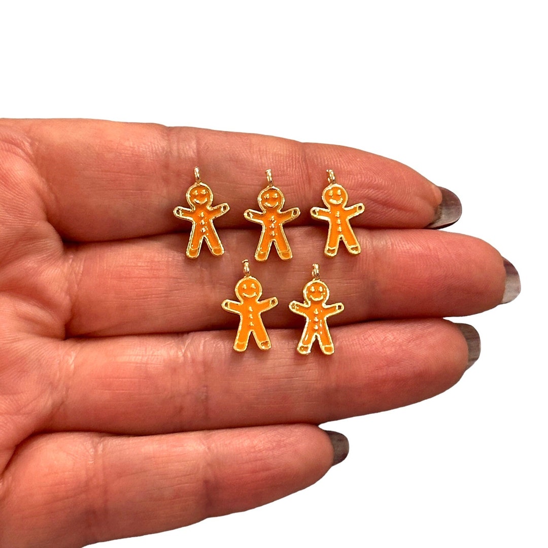 24kt Gold Plated Brass Gingerbread Man Charms, 5 Pcs in a Pack - Etsy