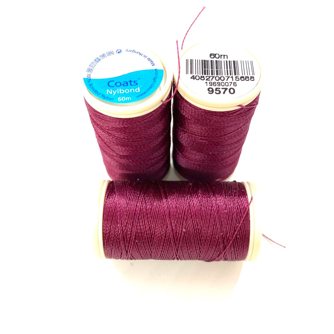 Coats, Nylbond Extra Strong Beading Thread | 60mt | Burgundy 9570 - Etsy