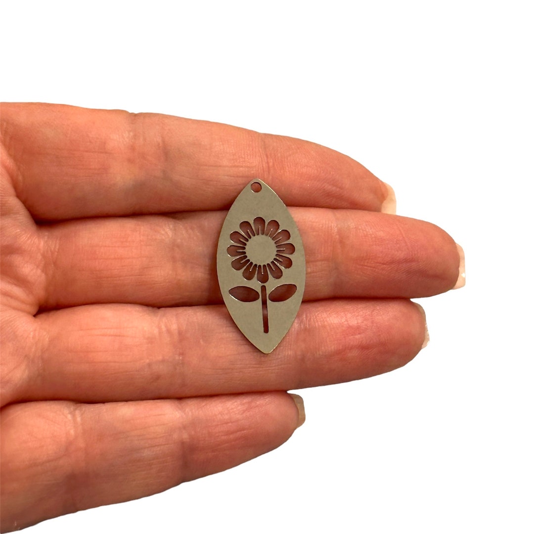 Stainless Steel Flower Charm,laser Cut Flower Charm - Etsy