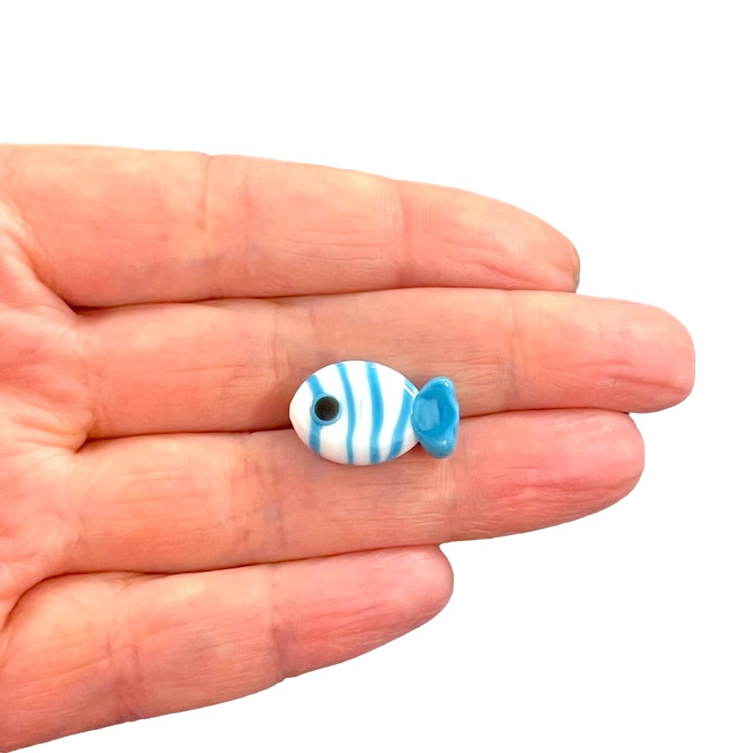 Hand Made Murano Glass White Fish Charm - Etsy