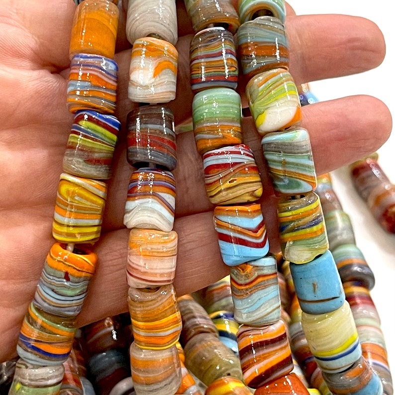 Traditional Turkish Artisan Handmade Cylinder Glass Beads - Etsy