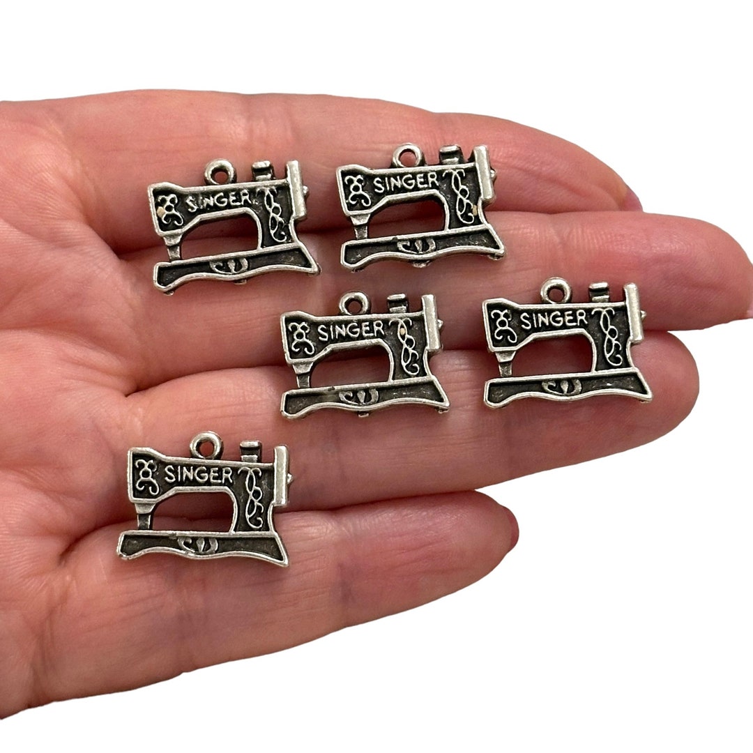 Antique Silver Plated Sewing Machine Charms, Silver Sewing Charms, 5 ...