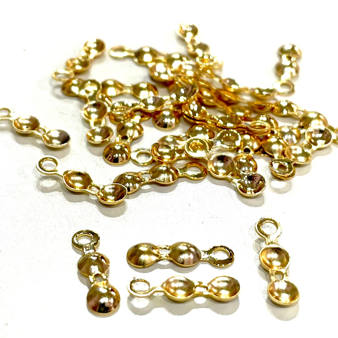 24K Gold Plated Single Loop Bead Tip Clamshells, Fold Over Crimp Bead ...