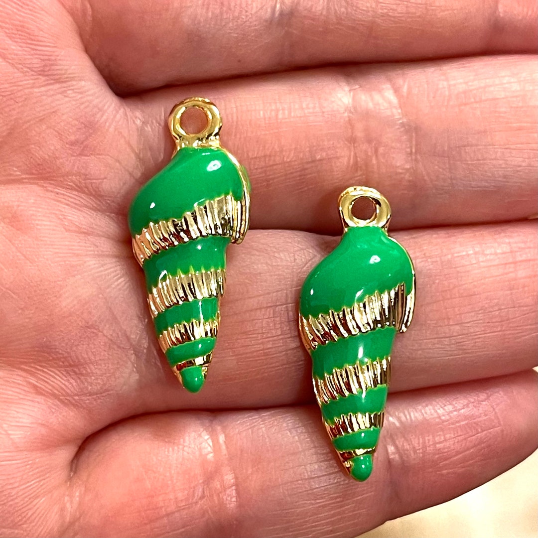 24kt Gold Plated Enamelled Sea Shell Charms, 2 Pcs in a Pack - Etsy