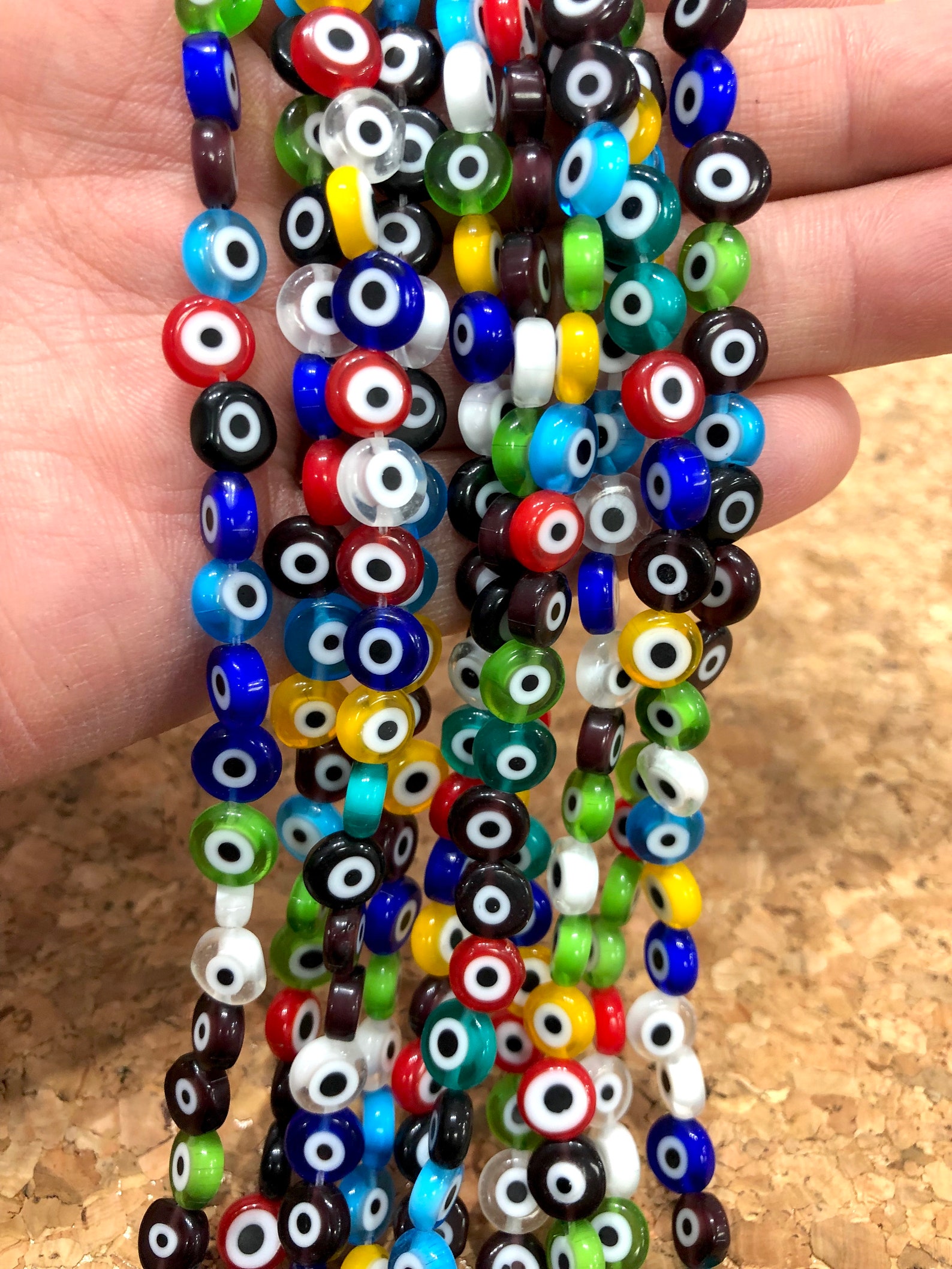 Evil Eye Beads Strand of 48 Flat Round 8mm Glass Beads - Etsy UK